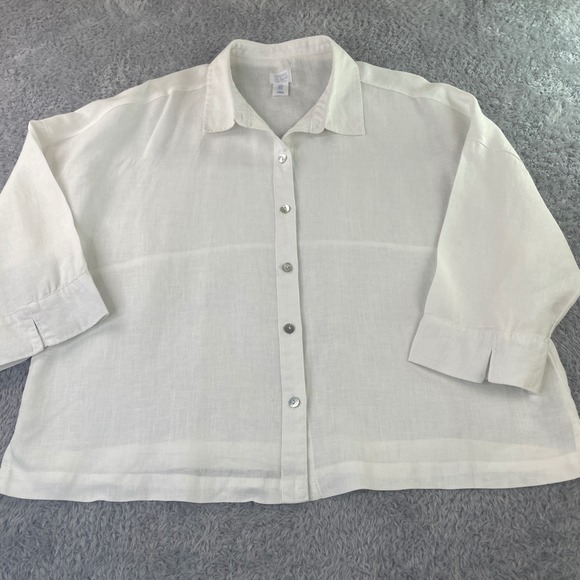 Sigrid Olsen | Tops | Sigrid Olsen Button Up Women Xl White 0 Linen ...